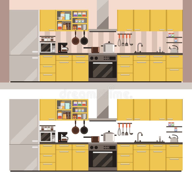 Modern Kitchen room design stock vector. Illustration of decoration ...