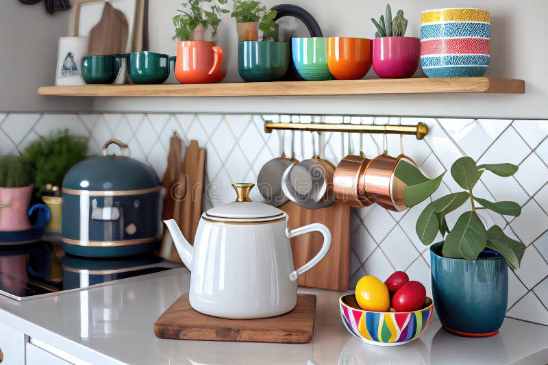 Modern Kitchen with Scandi-boho Touches, Including a Vintage Tea Kettle ...
