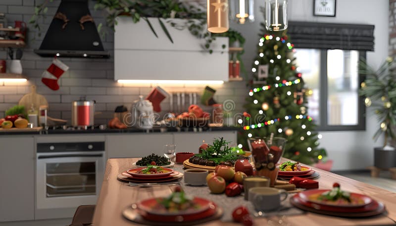 Modern Kitchen Scene with Completely Plant-based Christmas Meal ...