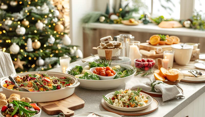 Modern Kitchen Scene with Completely Plant-based Christmas Meal ...
