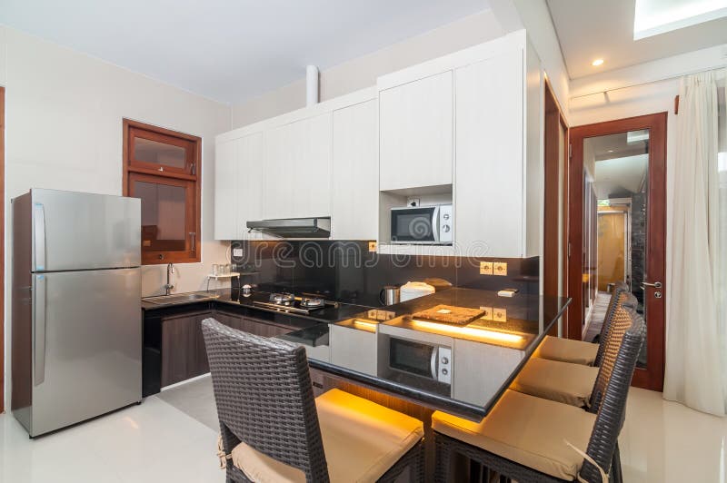 Modern kitchen set stock image. Image of luxury, kitchen - 49491351