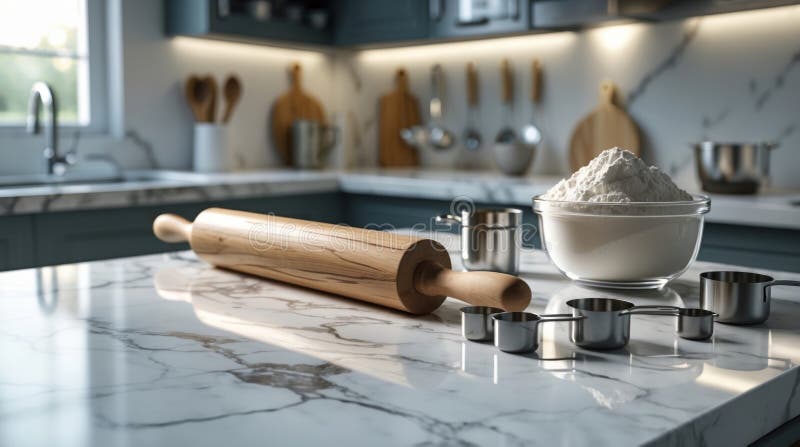 Modern Kitchen Setup with Baking Tools and Ingredients for Culinary ...