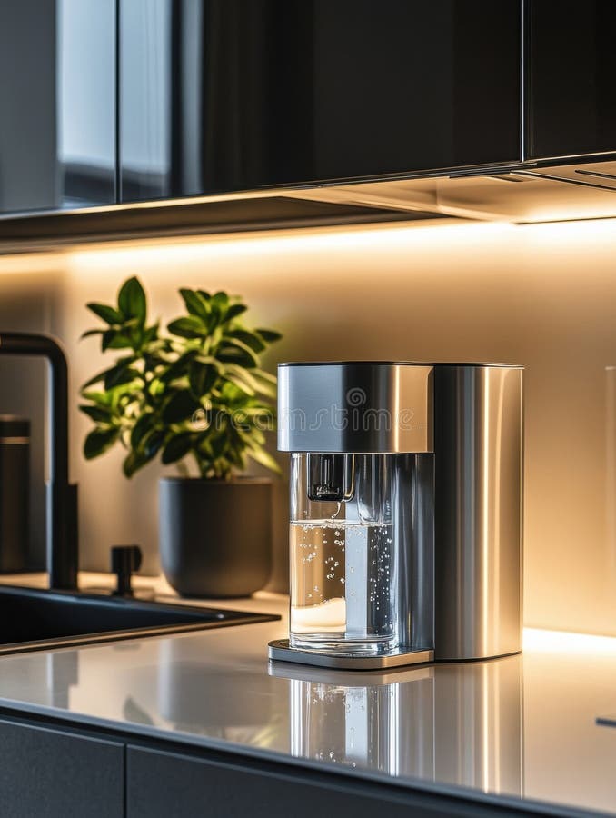 Sophisticated Modern Kitchen Featuring a Sleek Water Filter and Stylish ...