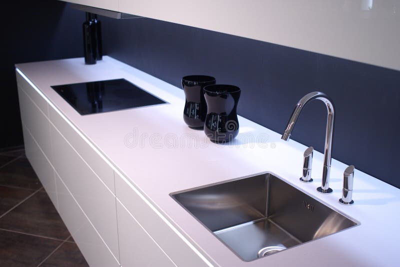 Modern kitchen sink stock image. Image of room, kitchen - 3813825