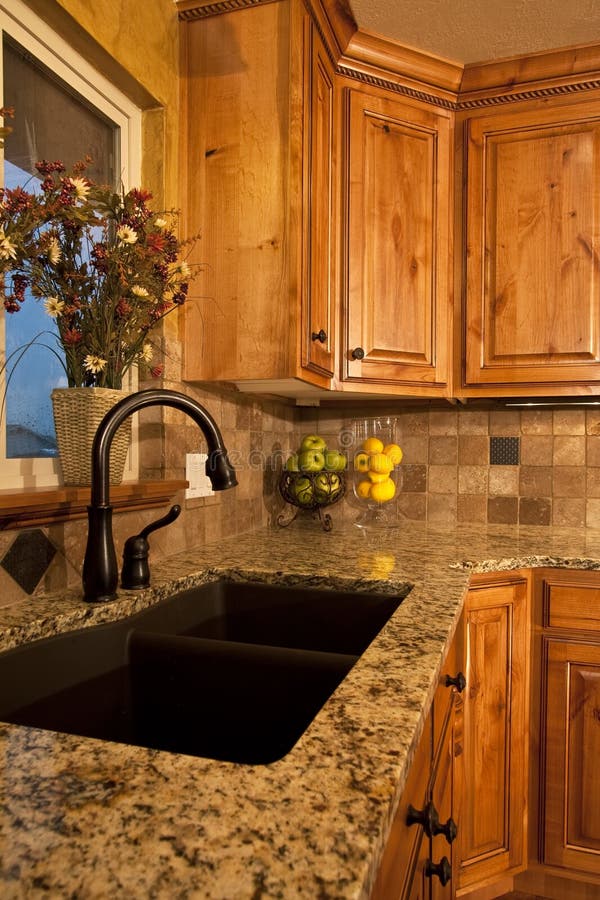 Modern Kitchen Sink and Cabinets Stock Image - Image of estate, design ...