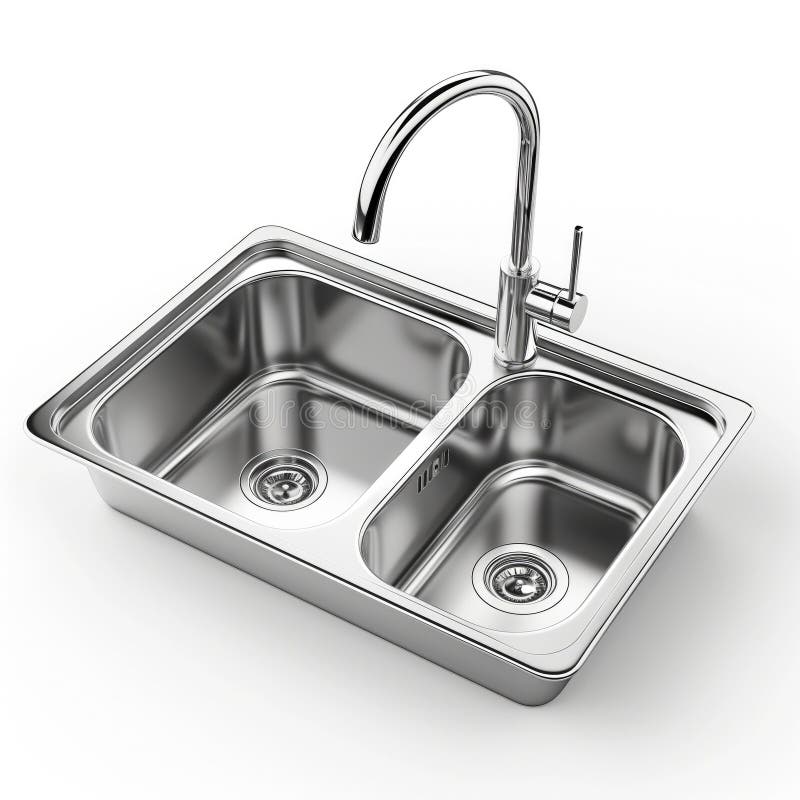 Modern Kitchen Sink with Double Basins and Chrome Faucet, Ideal for ...