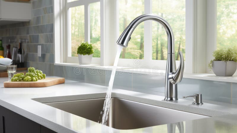 Modern kitchen sink faucet stock illustration. Illustration of sink ...