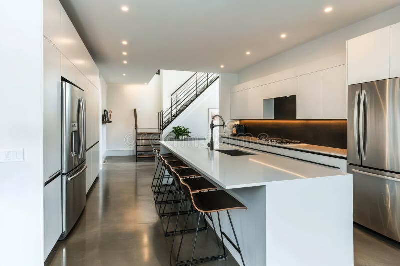 Modern Kitchen with a Sleek Countertop and Industrial Vibe, Blending ...