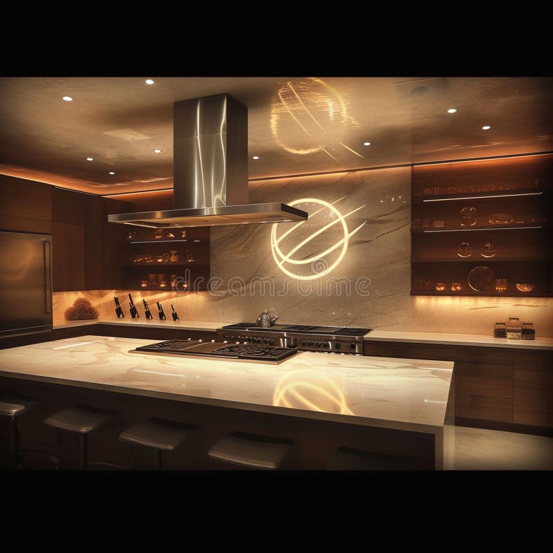 Kitchen Modern Luxurious Ambient Lighting Elegant Design Creating ...