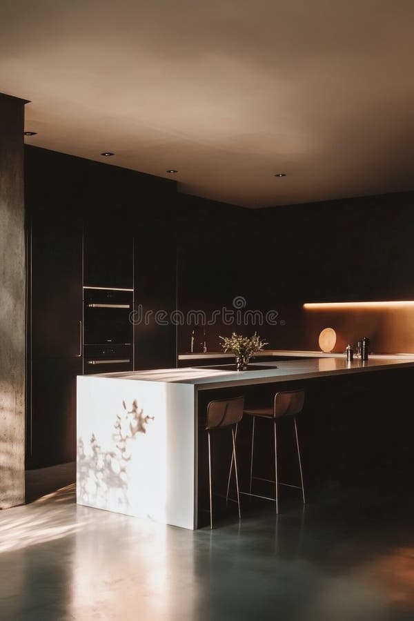 Modern Kitchen with Sleek Design and Ambient Lighting Showcasing an ...