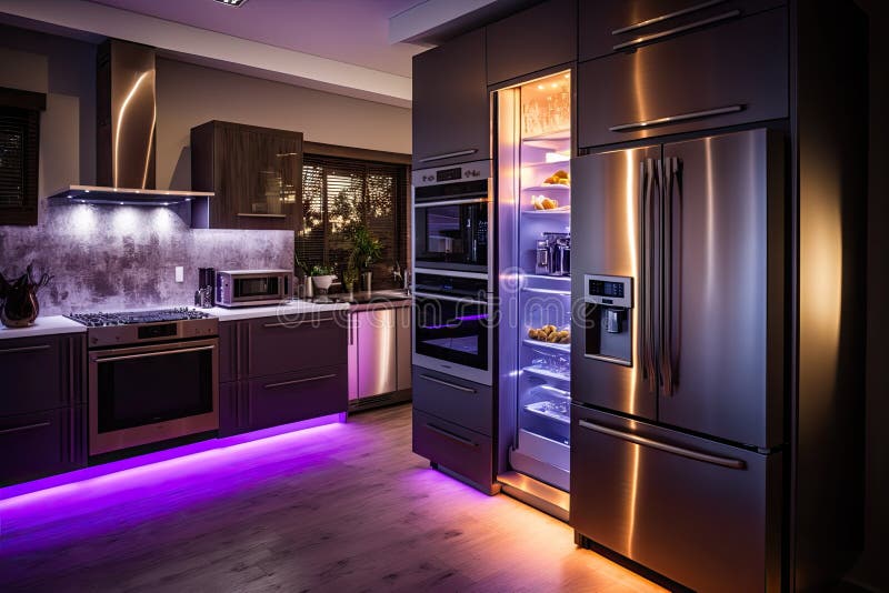 Modern Kitchen with Sleek Designs and High-end Appliances, Surrounded ...