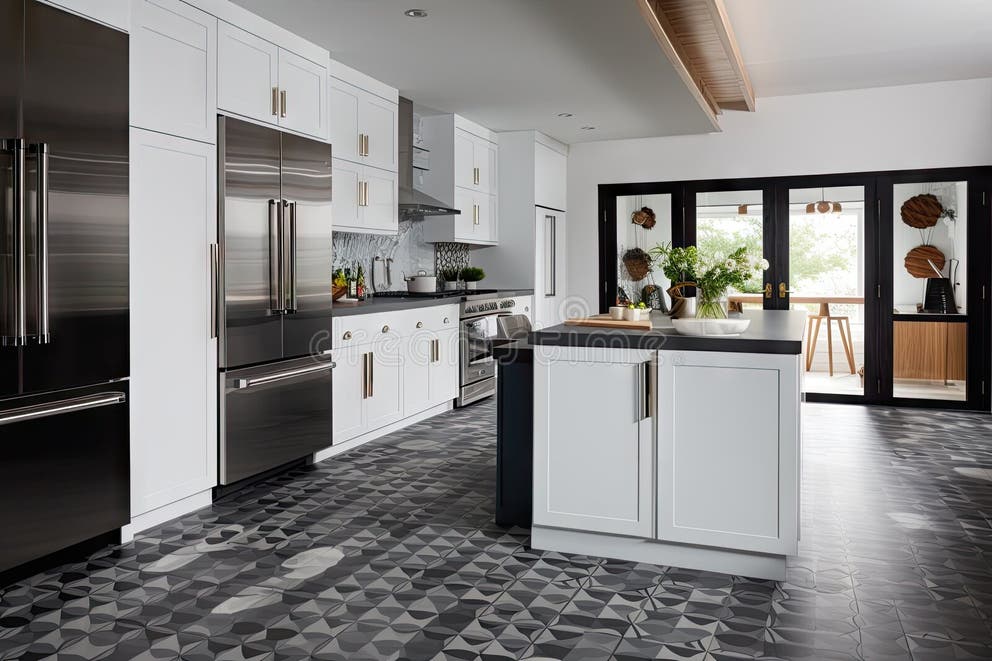 A Modern Kitchen with Sleek Lines, Asymmetrical Hardware, and a Bold ...