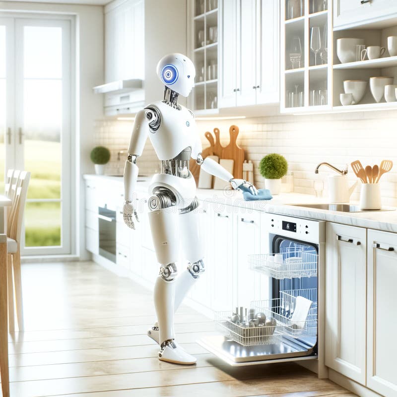 The Robotic Revolution in Home Chores: Unloading Clean Dishes Stock ...