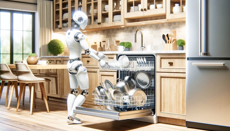 The Robotic Revolution in Home Chores: Unloading Clean Dishes Stock ...