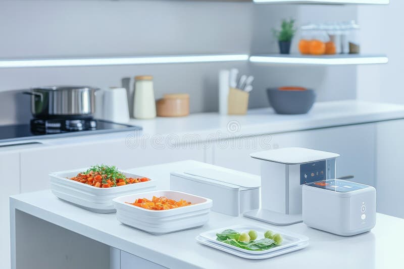 Modern Kitchen with Smart Cooking Tools and Fresh Ingredients on a ...