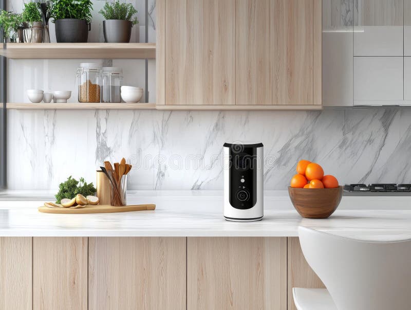Modern Kitchen with Smart Home Security Camera Stock Illustration ...