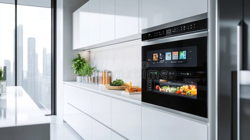 Smart Oven in a Modern Kitchen Showcasing the Oven S Touchscreen ...