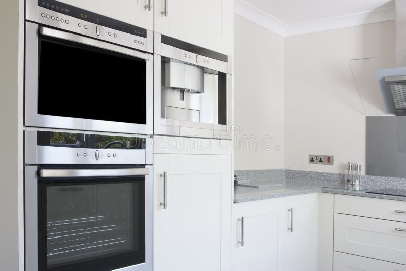 Modern Kitchen Stainless Steel Oven Stock Photo - Image of coffee ...