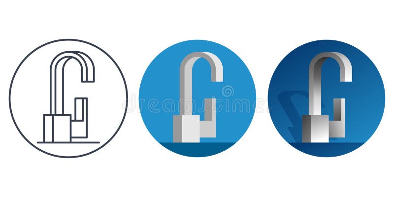 Modern Kitchen Faucet Icon in 3 Versions Stock Vector - Illustration of ...
