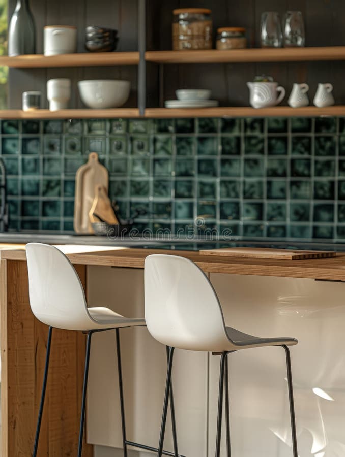 Modern Kitchen Stools Ceramic Tile Backsplash Stock Photos - Free ...