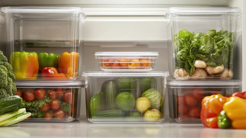 Modern Kitchen Storage Solution with Fresh Vegetables in Clear ...