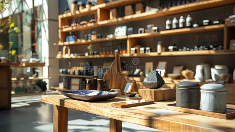 Modern Kitchen Store with Various Utensils and Decor Stock Image ...