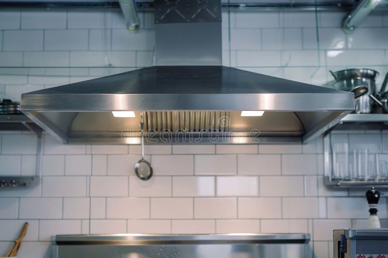 A Modern Kitchen with a Stove and a Range Hood Stock Photo - Image of ...