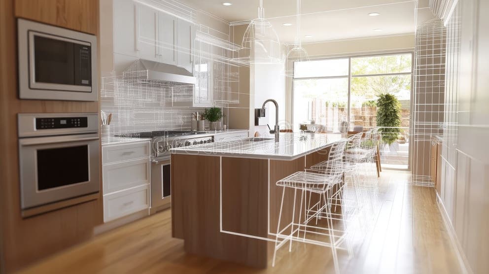 A Modern Kitchen with a Stylish Island and Open Layout, Showcasing a Blend of Design Elements ...