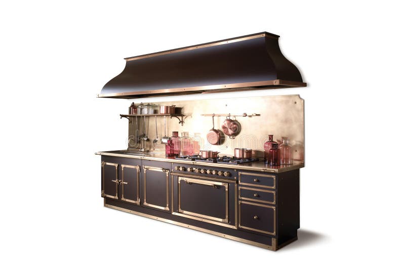 Modern Kitchen System Isolated on White. Stock Photo - Image of ...