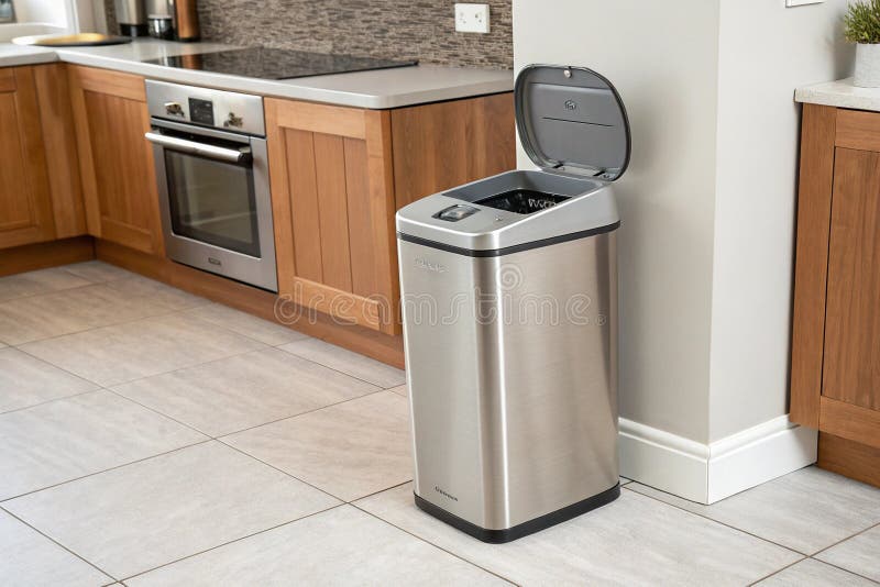 Kitchen Trash Can with Motion Sensor Stock Illustration - Illustration ...