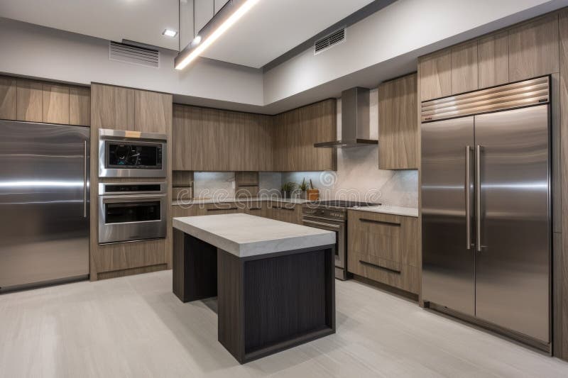 Modern Kitchen, with Walk-in Refrigerator and Freezer on One Side and ...