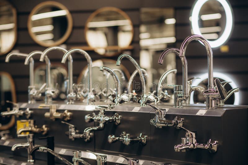 Modern Kitchen Water Faucets in the Store Stock Image - Image of store ...