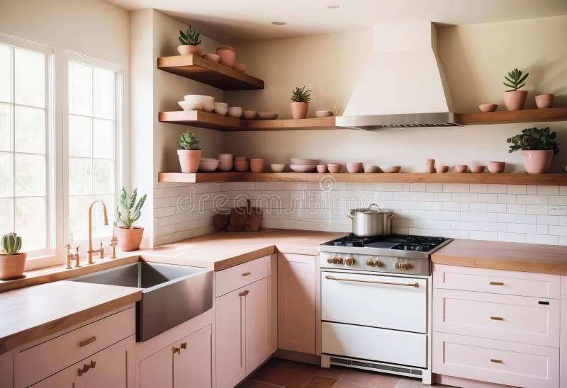 Modern Kitchen with White Cabinets and Steel Accents Stock Image ...