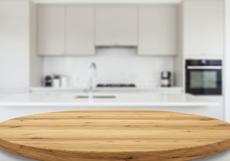 Modern Kitchen Wooden Round Tabletop Display Product Placement ...
