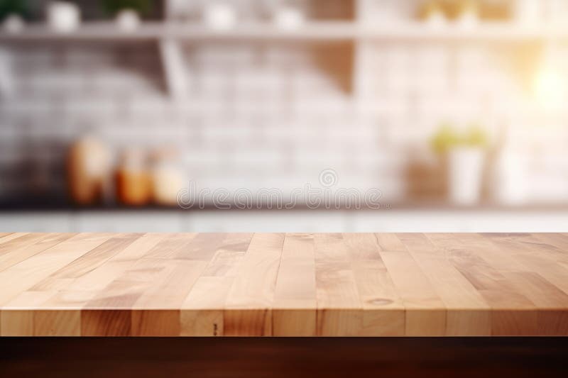 Modern Kitchen Wooden Table Top for Product, Display Podium Stock Image ...
