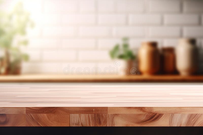 Modern Kitchen Wooden Table Top for Product, Display Podium Stock Image ...