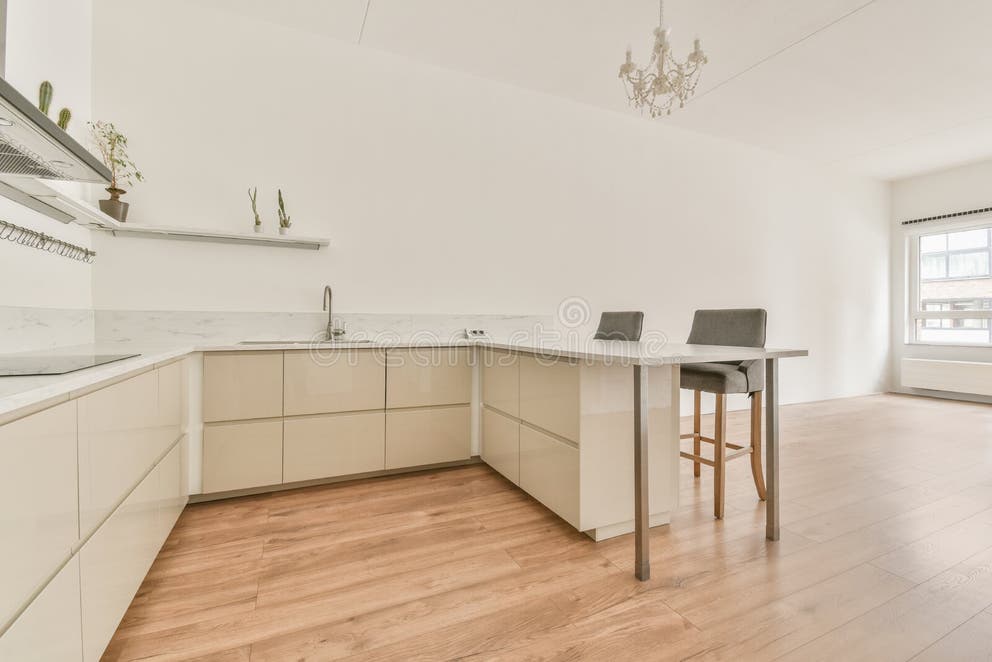 Modern Kitchen with a Worktop Stock Image - Image of estate, luxury ...