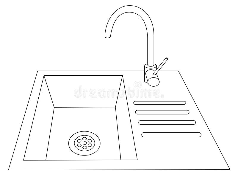 Modern Kitchen Worktop with Sink Stock Vector - Illustration of ladle ...
