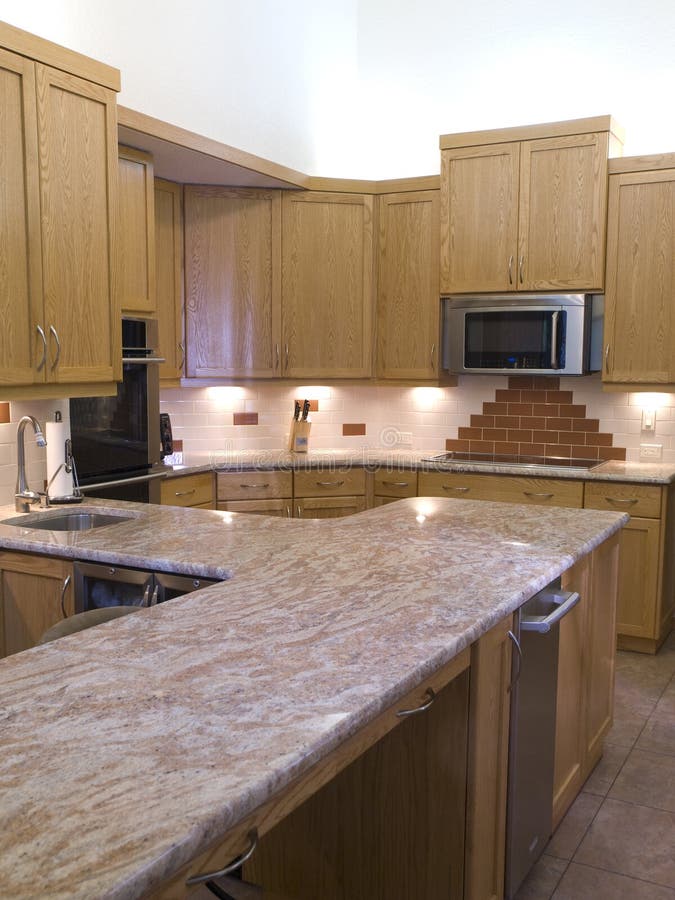 Luxury Model Home Maple Kitchen Cabinets Stock Image - Image of design ...