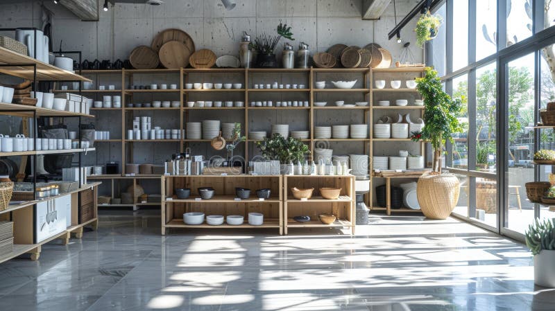 Modern Kitchenware Display in Store Stock Photo - Image of salad ...