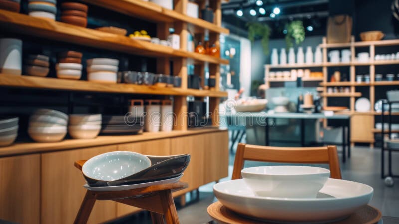 Modern Kitchenware Displayed in a Stylish Store Stock Image - Image of ...