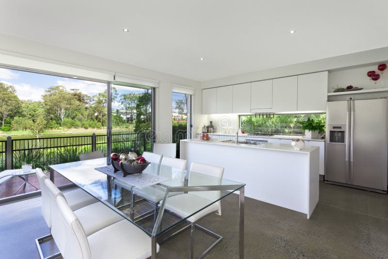 Modern Kithchen and Dining Room Stock Photo - Image of apartment ...