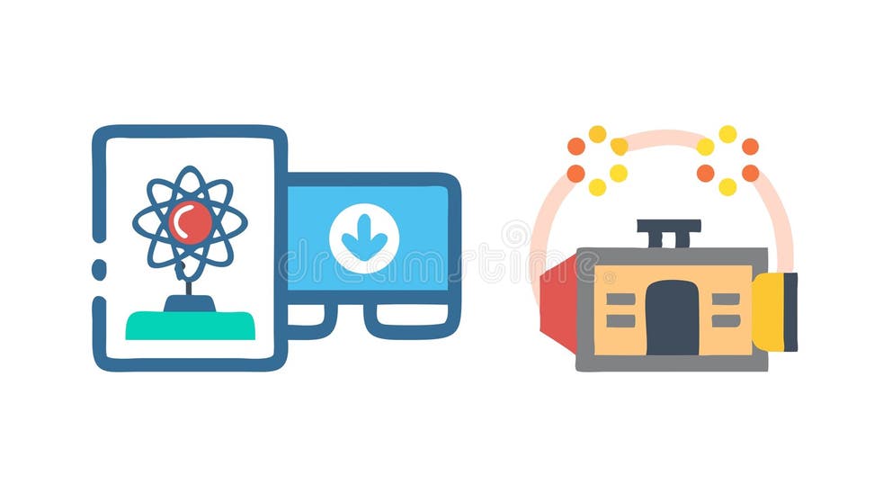 Modern Knowledge Hub, Digital Library, Smart Data Building, Flat Icon ...