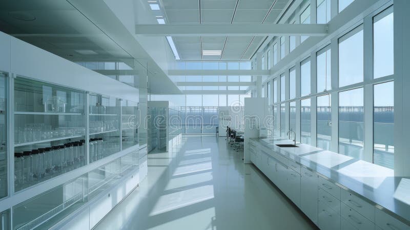 Modern Lab with Advanced Equipment and Large Windows Provides a Bright ...
