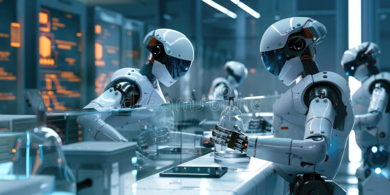 Robots Conducting Laboratory Research Stock Photo - Image of ...