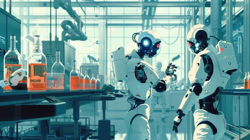 Robots Conducting Laboratory Research Stock Photo - Image of ...