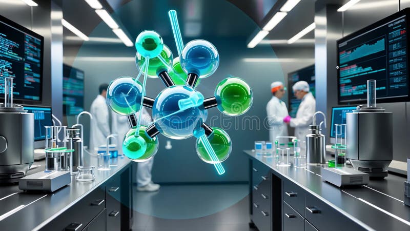 Innovative Laboratory with Molecular Structure Visualisation Stock ...