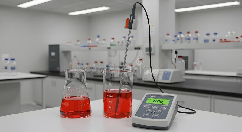 Modern Laboratory Setup: Precise Measurement of Red Liquid Using PH ...