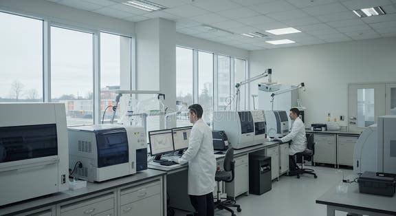 Modern Lab: Scientists at Work with High-Tech Equipment Science ...