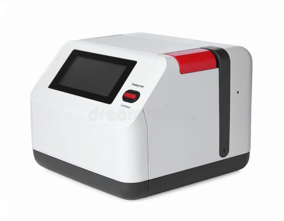 Modern Laboratory Analyzer Machine in White and Red for Scientific ...